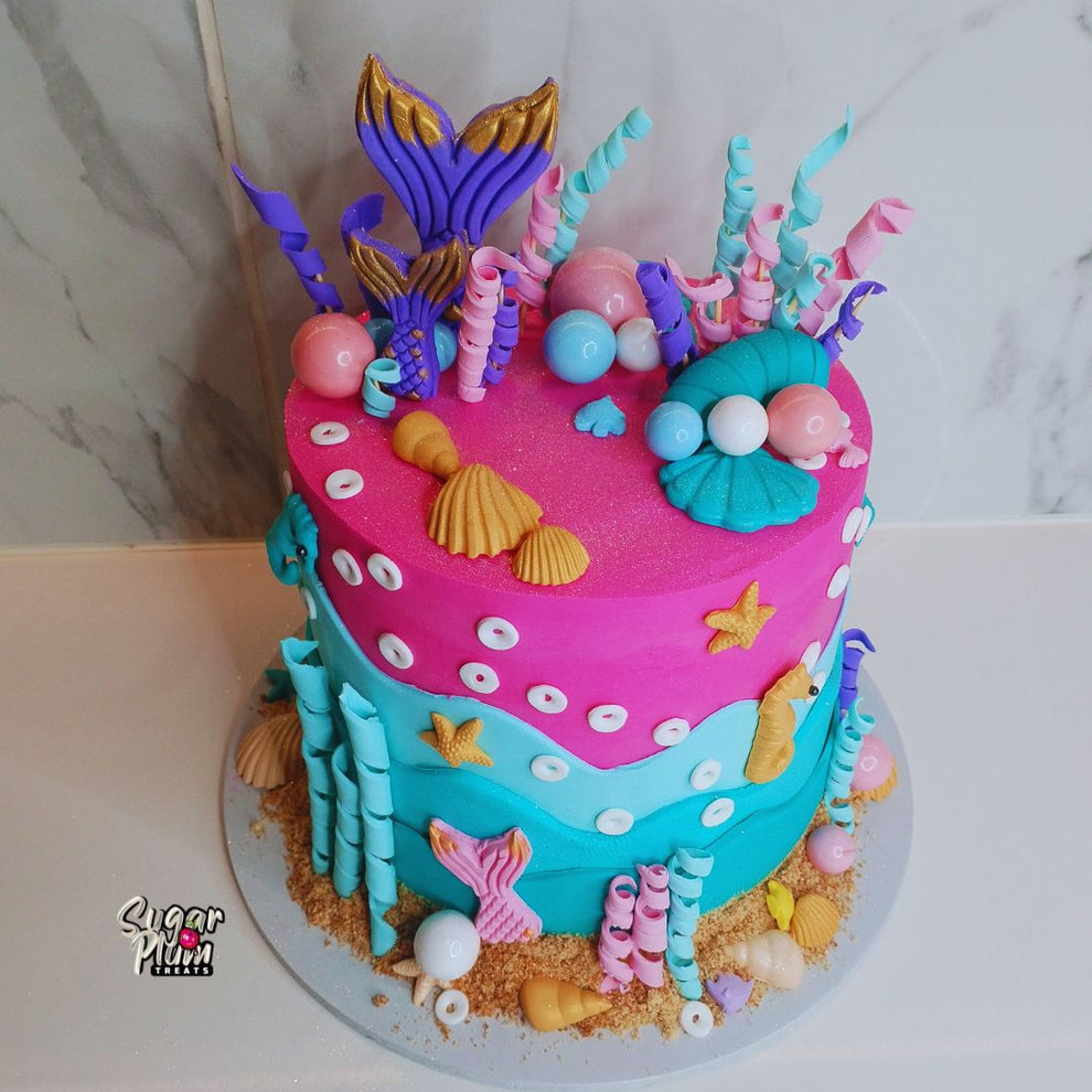 Under the Sea, Mermaid Theme Birthday Cake – Sugarplum Treats SA