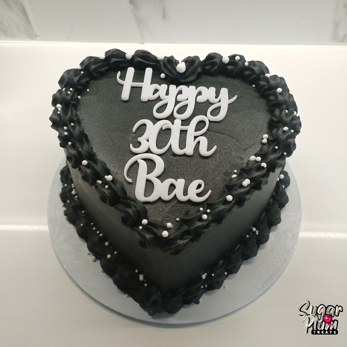 Happy 30th Bae” Heart Cake – Sugarplum Treats SA